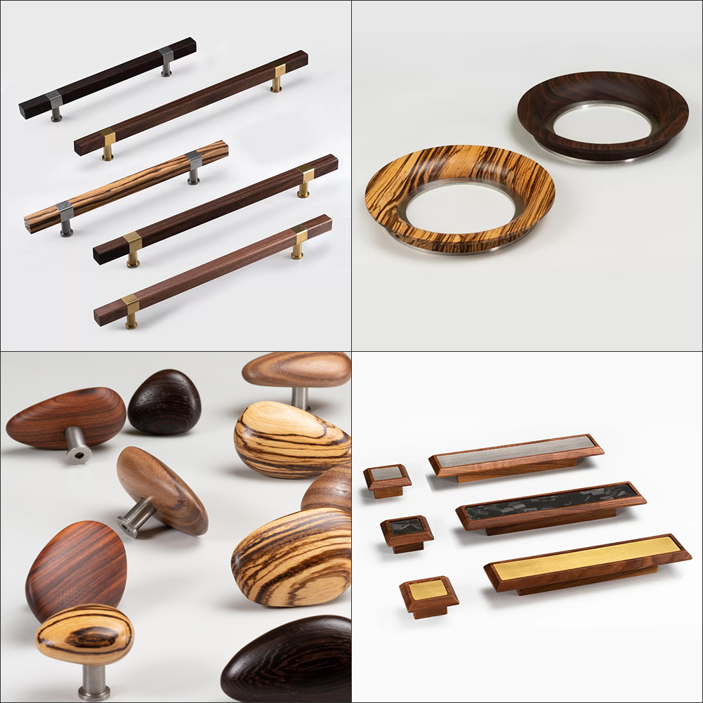 Luxury wood cabinet knobs and pulls with metal Inlays – Premium Furniture Hardware